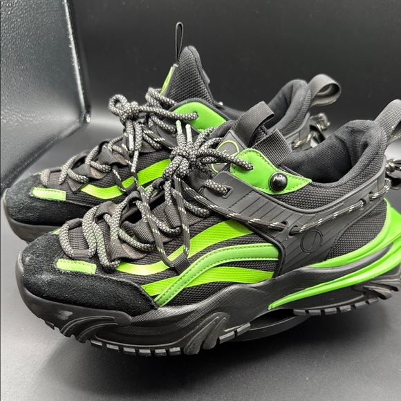 Javi | Shoes | Black And Green Athletic Sneakers With Chunky Design ...